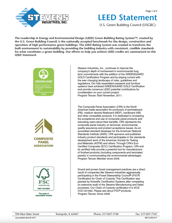 STEVENSWOOD® Sustainability | LEED Compliance Statement